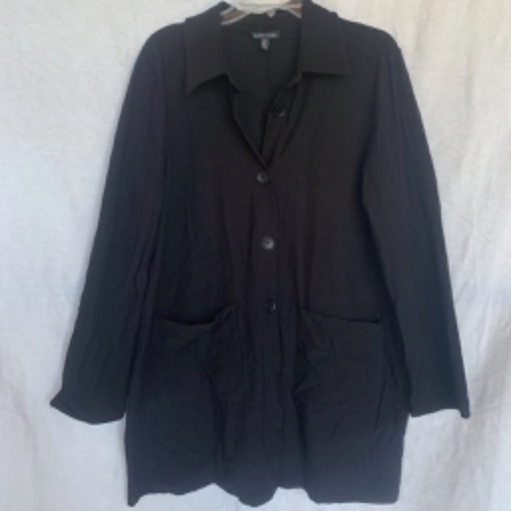 Eileen Fisher Black Stretch Crepe Jacket - Gem